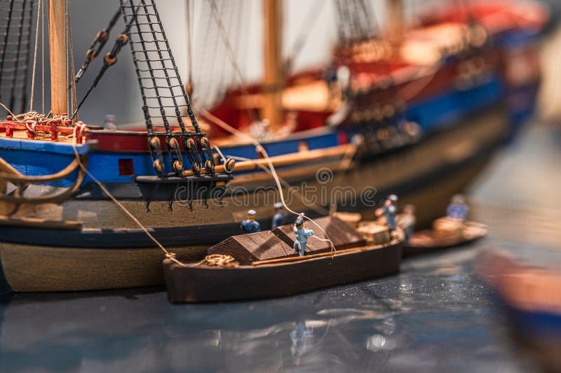 Details of a Traditional Sail Ship Diorama.. Stock Image - Image of ...