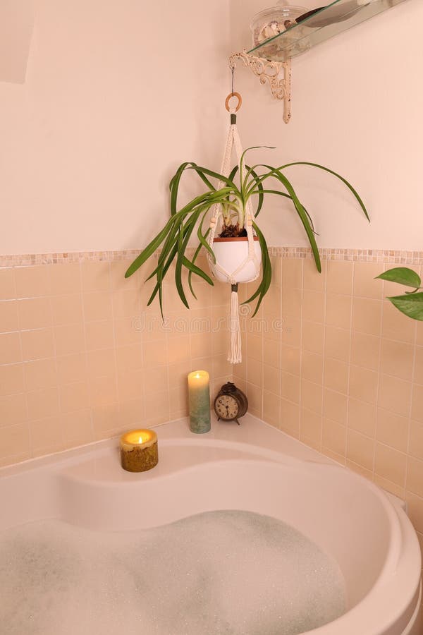 Tub with Water and Foam Ready for Relaxing Bath Stock Image - Image of ...