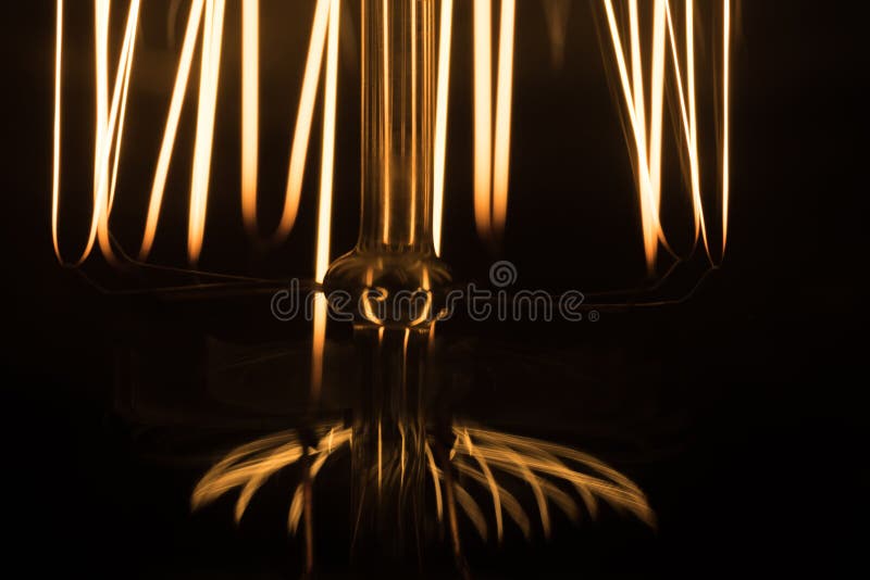 Details of a Tungsten Lamp Glowing in Dark, Macro Photo Stock Image ...