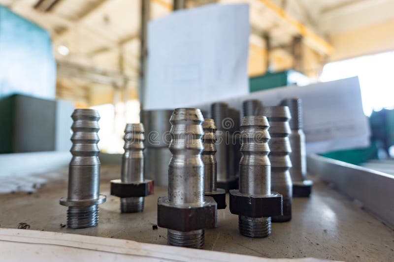 Details after Turning, Bolts, Shafts, Cylinders. Stock Photo - Image of ...