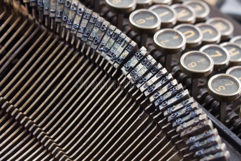 Details of Typewriter Hammers Stock Photo - Image of font, steel: 200567158