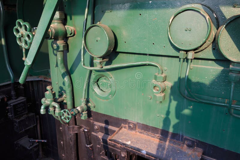 Details of a Vintage Steam Train Driving Cabin. Stock Photo - Image of ...