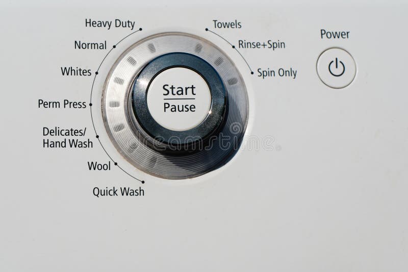 The Details of a Washing Machine Selector Knob Focus on the Start Pause ...