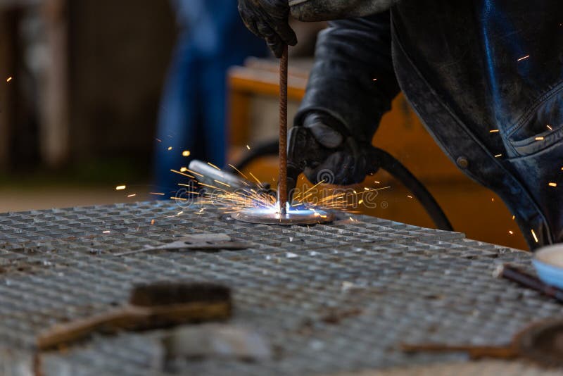 Details of Welding Activities - a Welder is Welding Steel Components ...