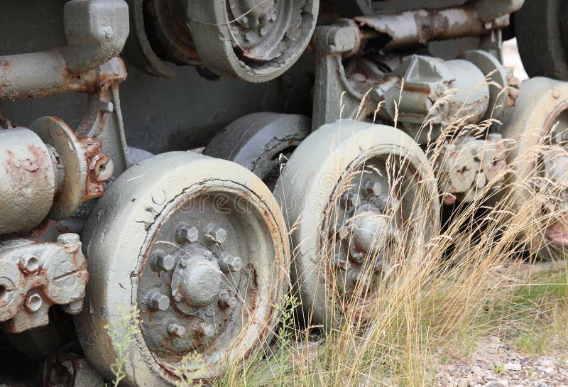 Details of the Wheels of an Abandoned Tank after the Battle Stock Image ...