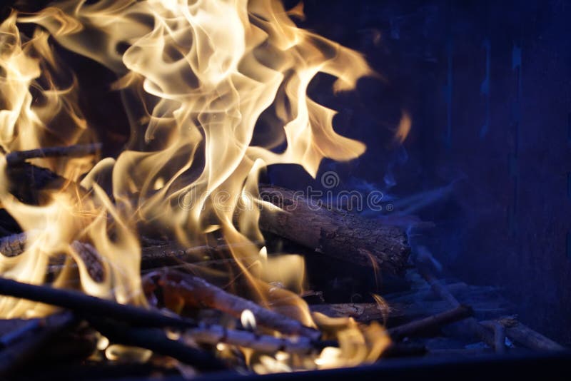 Wild Fire at a Barbecue on Great Night Stock Photo - Image of element ...