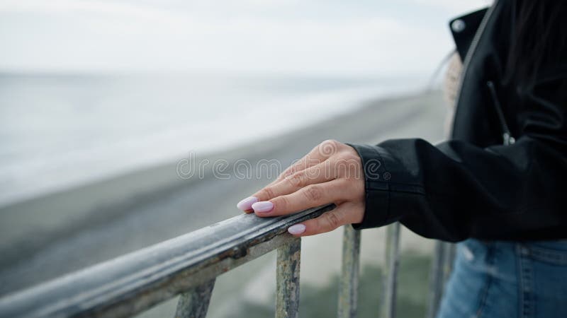 Details of a Woman Hands on the Railing Stock Video - Video of ...