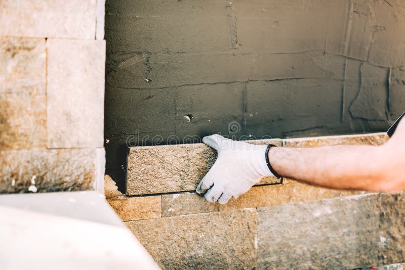Mud Pan with Cement, Mortar and Tools for Bricklaying on Construction ...