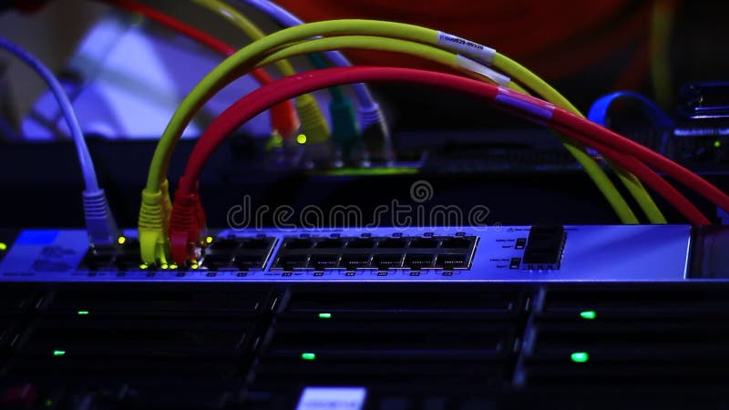 Ethernet Switch with Blinking LEDs Stock Video - Video of empty ...