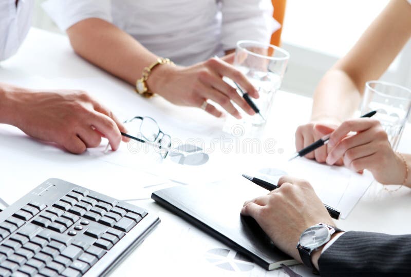 Details of Working Process at Business Meeting Stock Photo - Image of ...