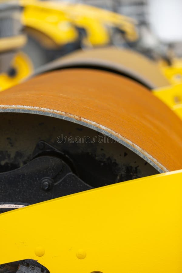 Details of a Yellow Road Roller Stock Image - Image of road, building ...