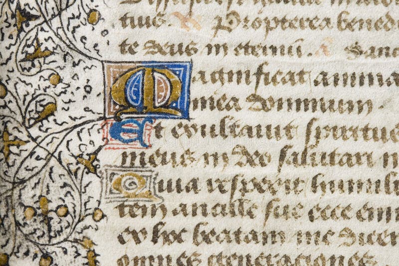 Detalhe Do Manuscrito Iluminado Foto de Stock - Imagem de escrita ...