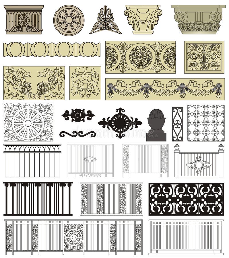 Detalles arquitectónicos ilustración del vector. Ilustración de rejilla ...