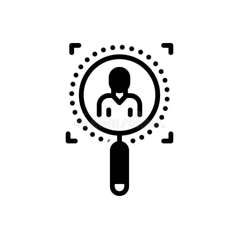 Black Solid Icon for Detect, Glass and Search Stock Illustration ...