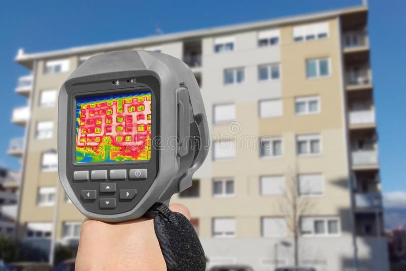 Detecting Heat Loss Outside Building Stock Image - Image of infrared ...