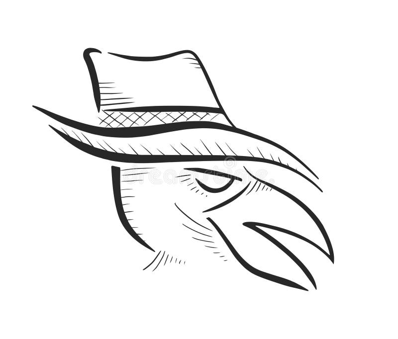 Detective bird face draw stock vector. Illustration of agent - 298422499