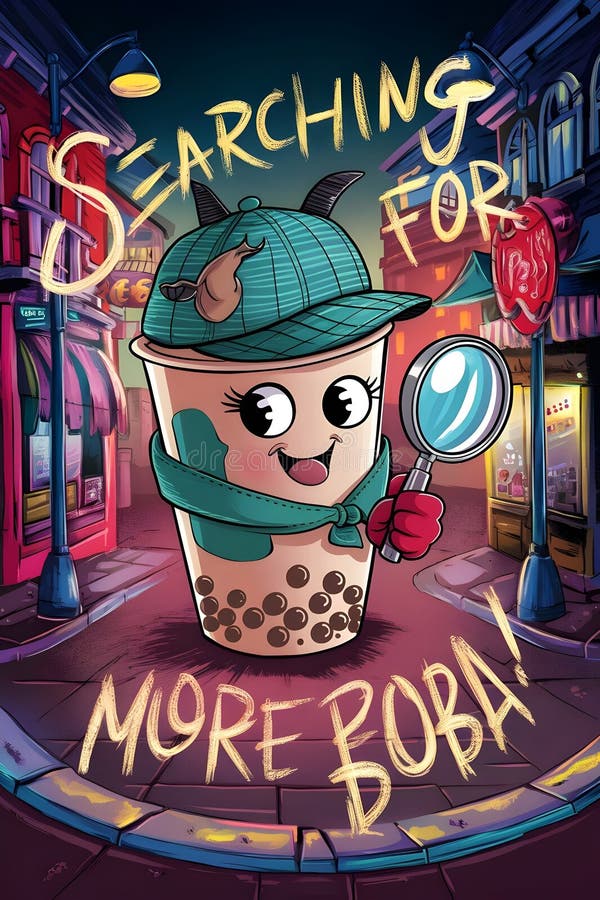 Detective Boba Cup stock illustration. Illustration of playful - 344414685