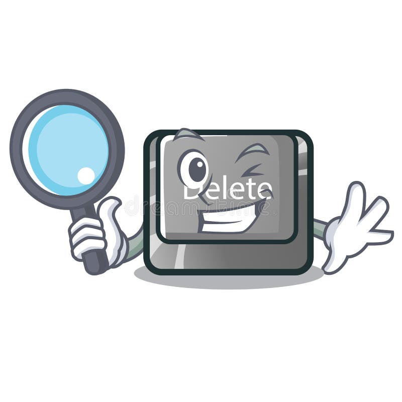 Detective Cartoon Delete Button Located on Keyboard Stock Vector ...