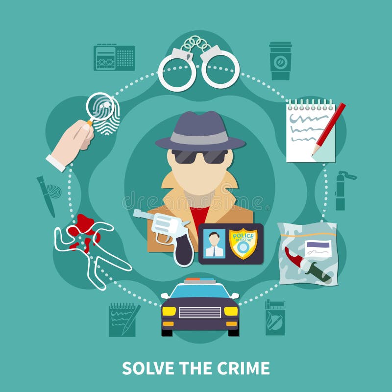 Detective Colored Composition Stock Vector - Illustration of detective ...