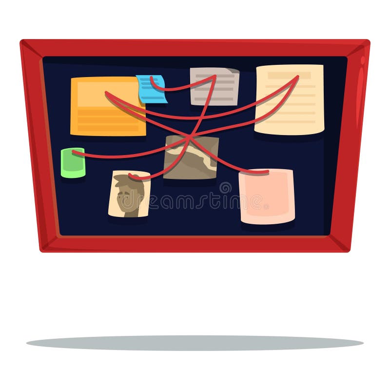 Detective Connecting Clues on Investigation Board with Red String Stock ...
