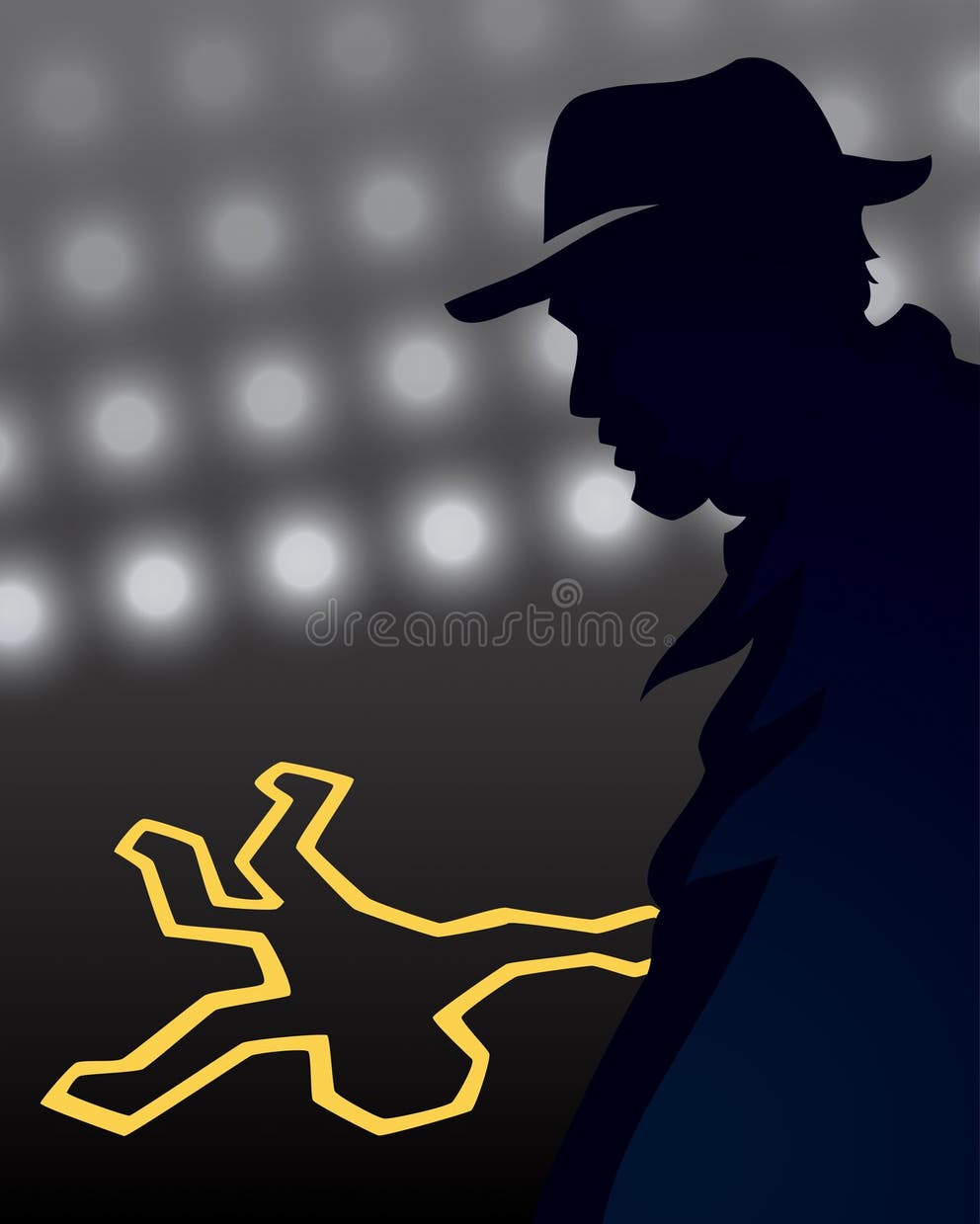 Detective Crime Scene Silhouette Examines Stock Illustrations – 1 ...