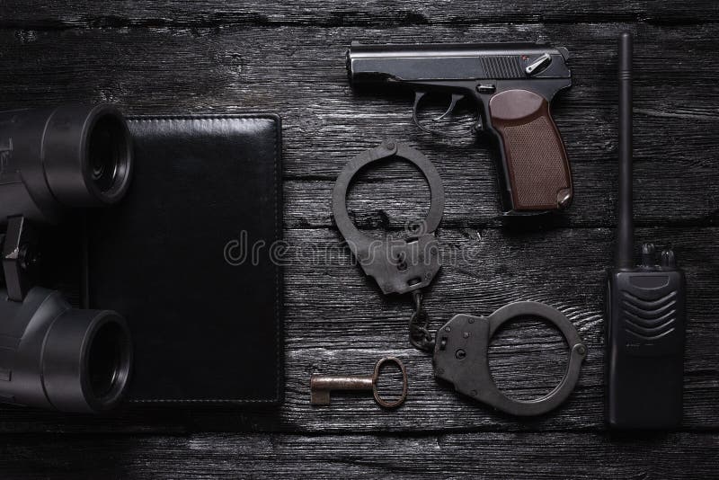 Detective desk stock image. Image of desk, book, background - 188510941