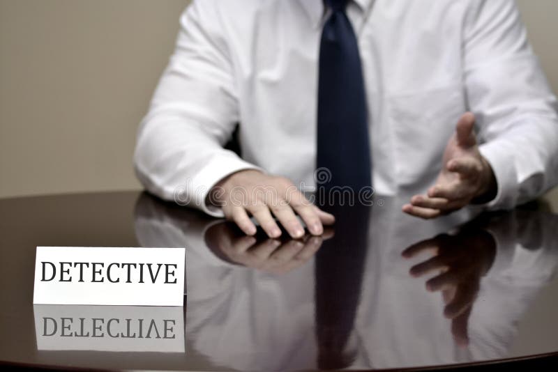 Detective at Desk with Name Sign Stock Image - Image of discovery ...