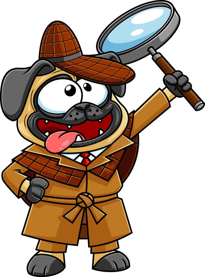 Detective Dog Holding a Magnifying Glass Stock Vector - Illustration of ...