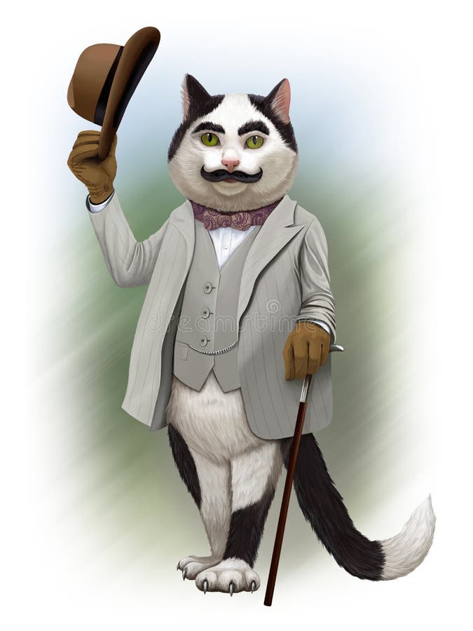 Detective Hercule Poirot Del Gato Stock de ilustración - Ilustración de ...