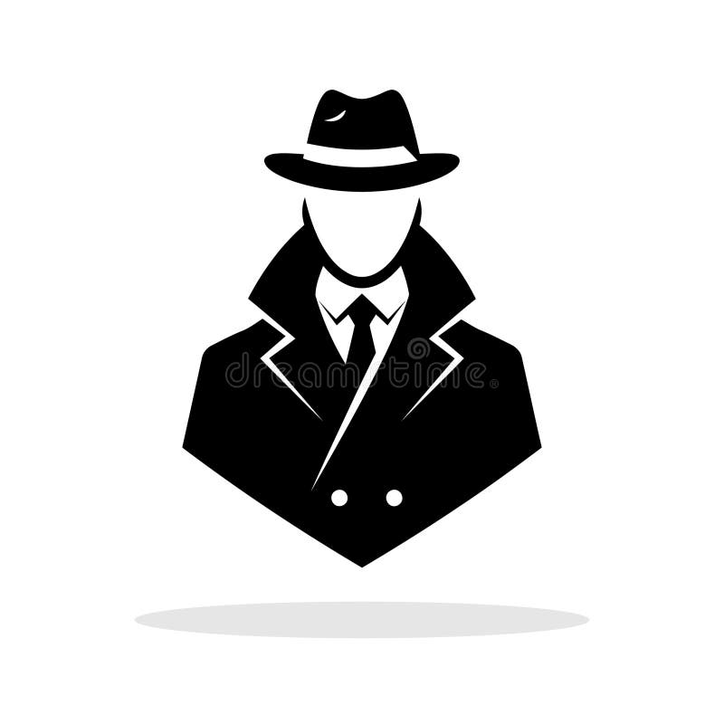 Detective with Hidden Face Icon. Black Figure in Hat Stock Vector ...