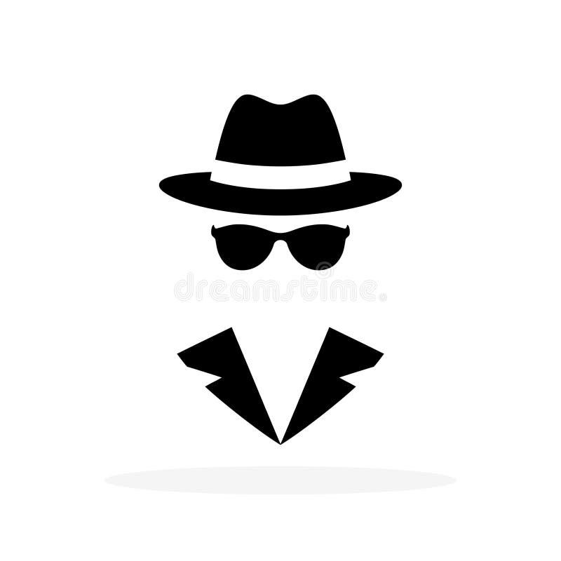 Detective with Hidden Face Icon. Black Figure in Hat Stock Vector ...