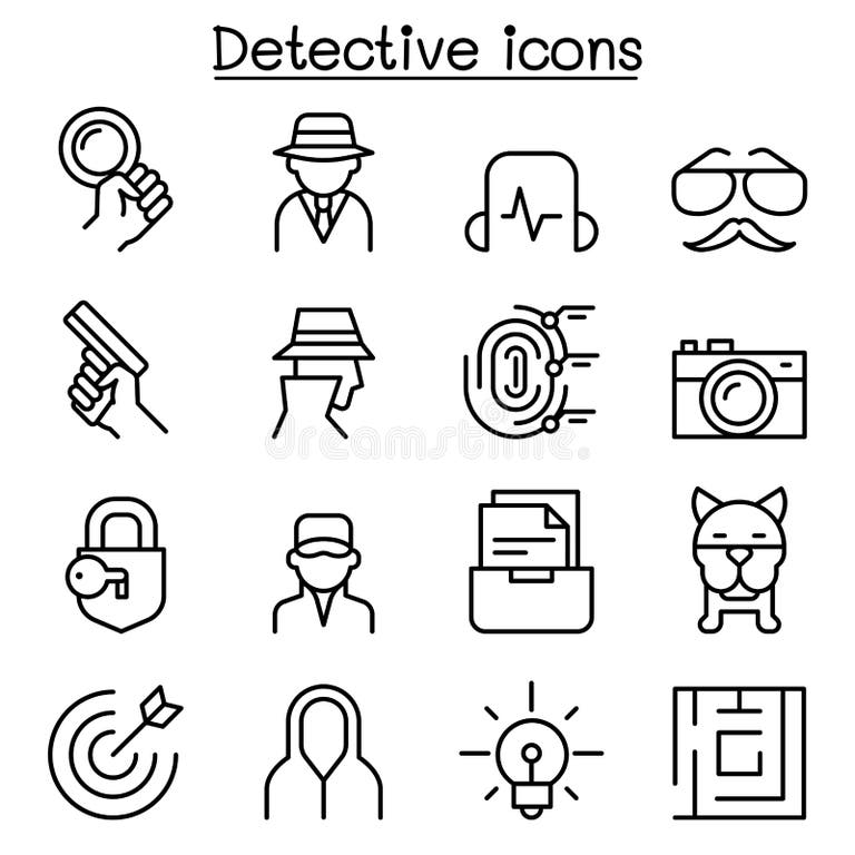 Detective Icon Set Stock Illustrations – 11,237 Detective Icon Set ...
