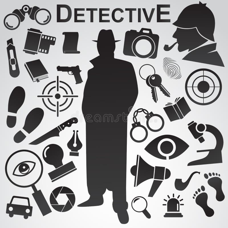 Detective icon set. stock illustration. Illustration of criminal - 66839421