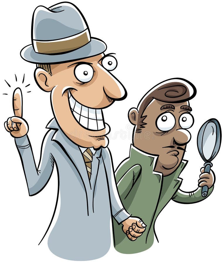 Cartoon Detective stock illustration. Illustration of glass - 26762915