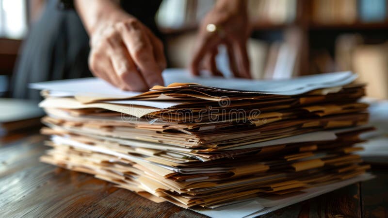 Detective Investigation. Document Archive. a Stack of Old Tattered ...