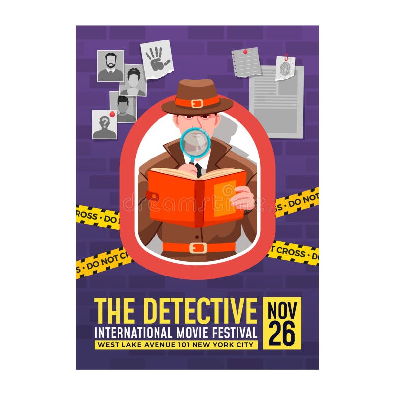 Detective Logo Hand Drawn Poster Stock Illustration - Illustration of ...