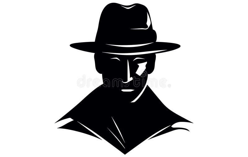 Detective Logo, Silhouette of Man Wear Hat and Coat Stock Vector ...