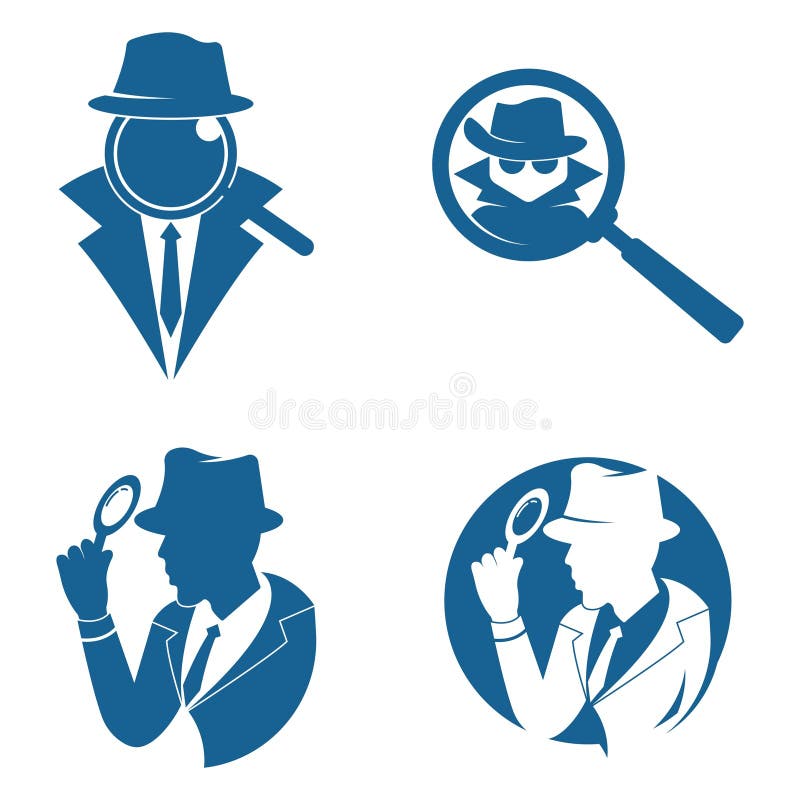 Detective with Magnifying Glass Logo Vector Icon Stock Illustration ...