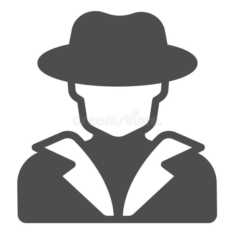 Detective Man with Raincoat and Hat Solid Icon, Police Force Concept ...