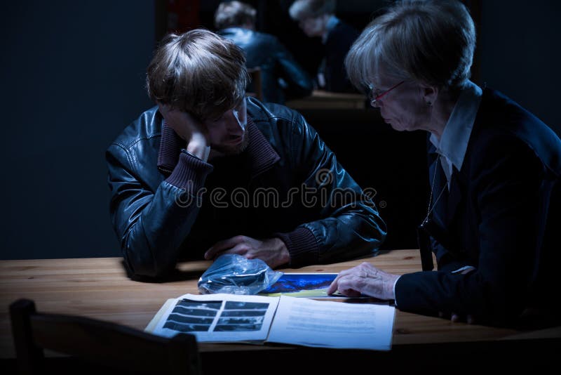 Detective and man talking stock photo. Image of evidence - 55460262