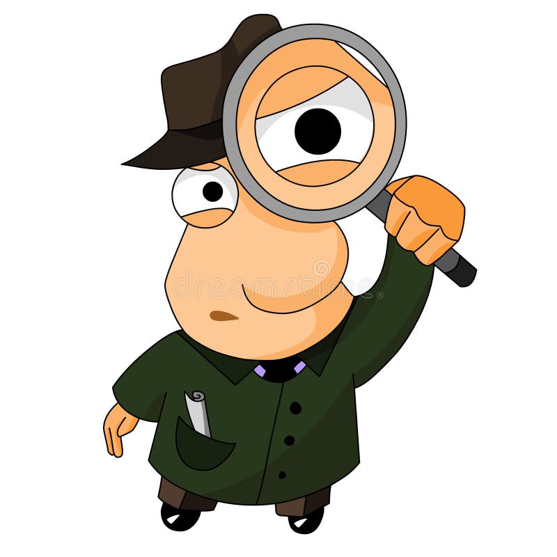 Detective met vergrootglas stock illustratie. Illustration of detective ...