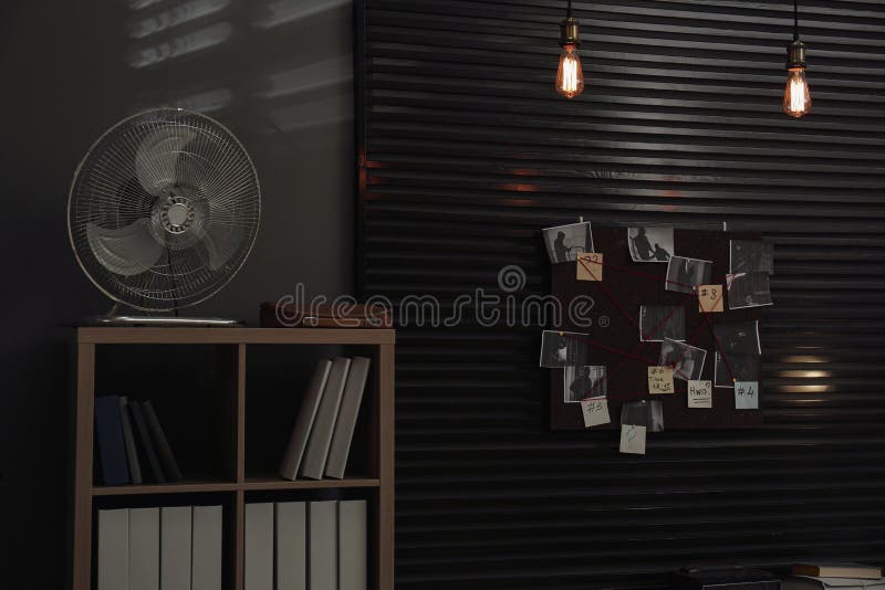 Detective Office Interior with Evidence Board on Wall Stock Image ...