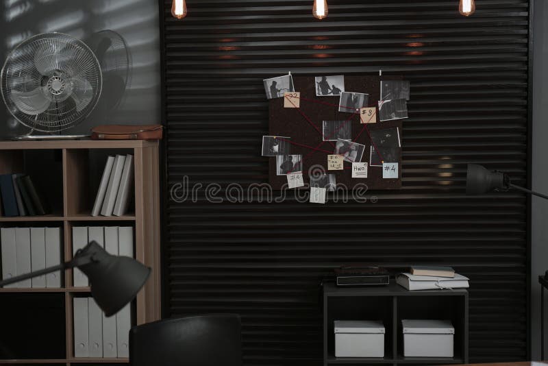 Detective Office Interior with Evidence Board on Wall Stock Image ...