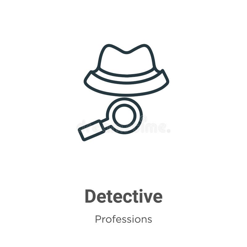 Outline Detective Vector Icon. Isolated Black Simple Line Element ...