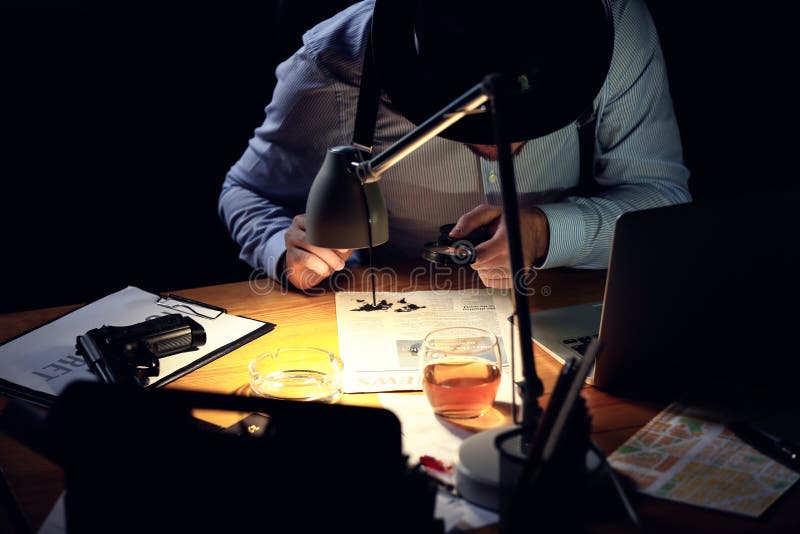 Detective Processing Evidence in Office Stock Photo - Image of english ...