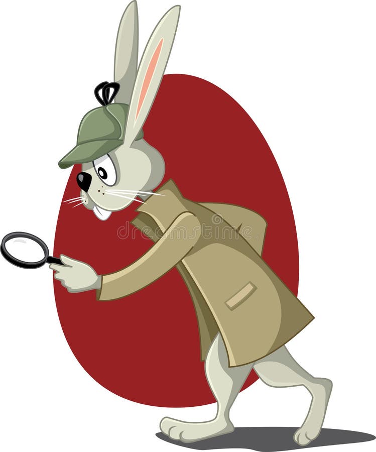 Detective Rabbit with Magnifying Glass Vector Cartoon Stock Vector ...