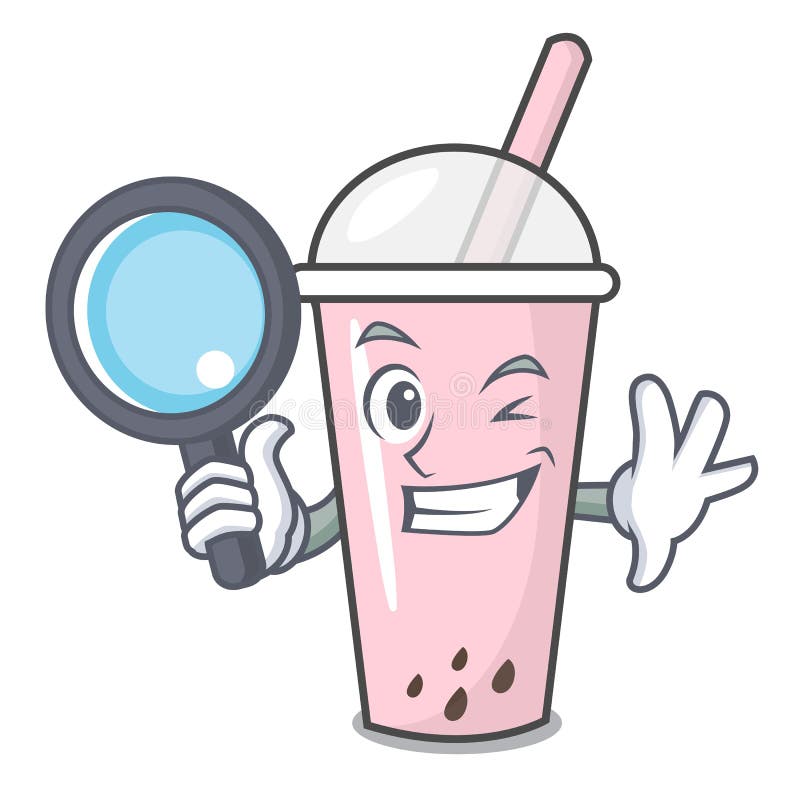 Detective Raspberry Bubble Tea Character Cartoon Stock Vector ...
