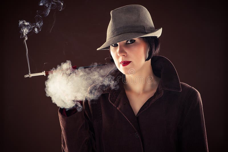 Detective Smoking a Cigarette Stock Image - Image of cigarette ...