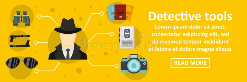 Detective Tools Banner Horizontal Concept Stock Vector - Illustration ...