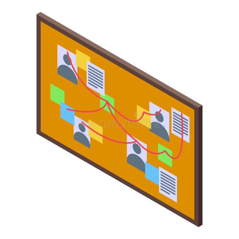 Detectives Connecting Clues on Investigation Board with Red String ...